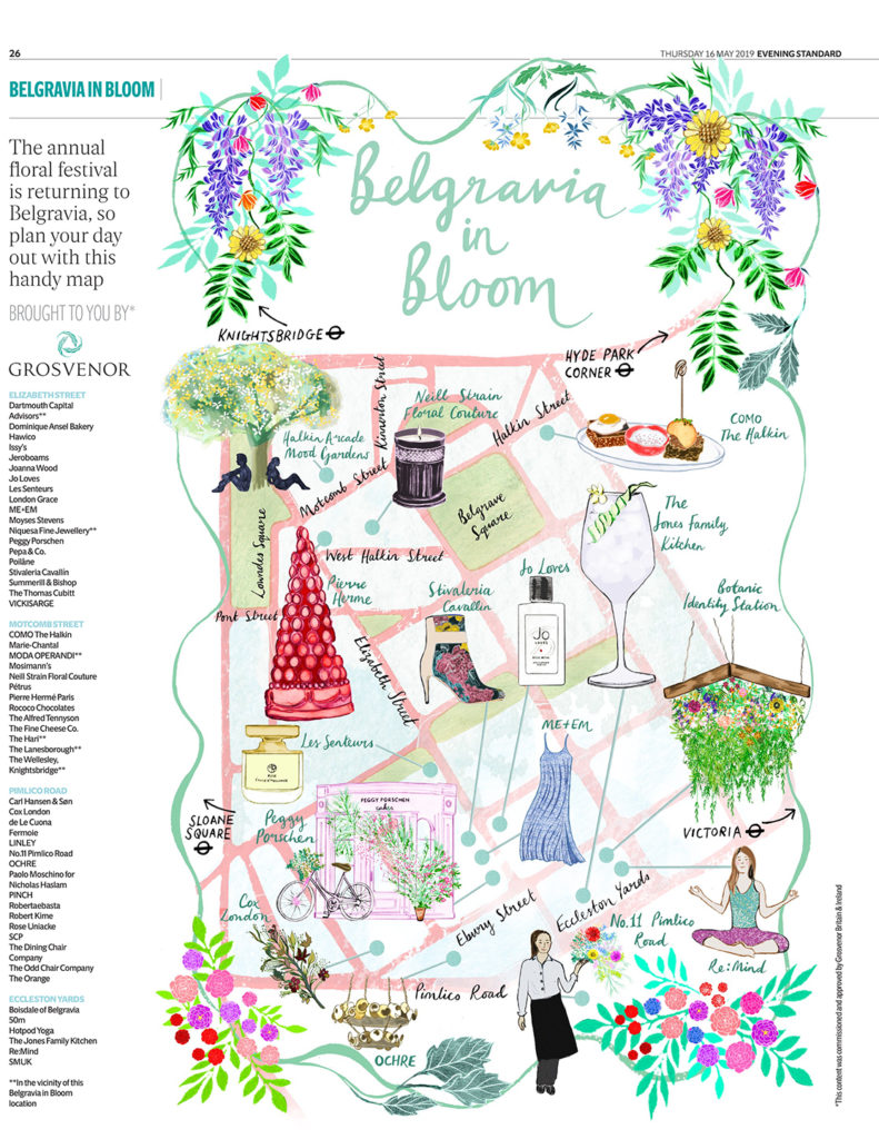 Josie Shenoy's Illustrated Map for Belgravia in Bloom - SAA HubSAA Hub